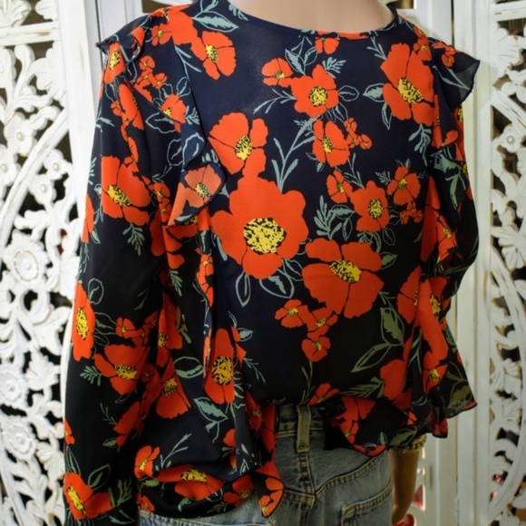 Free People | Tops | Free People Poppy Blouse With Ruffles L | Poshmark